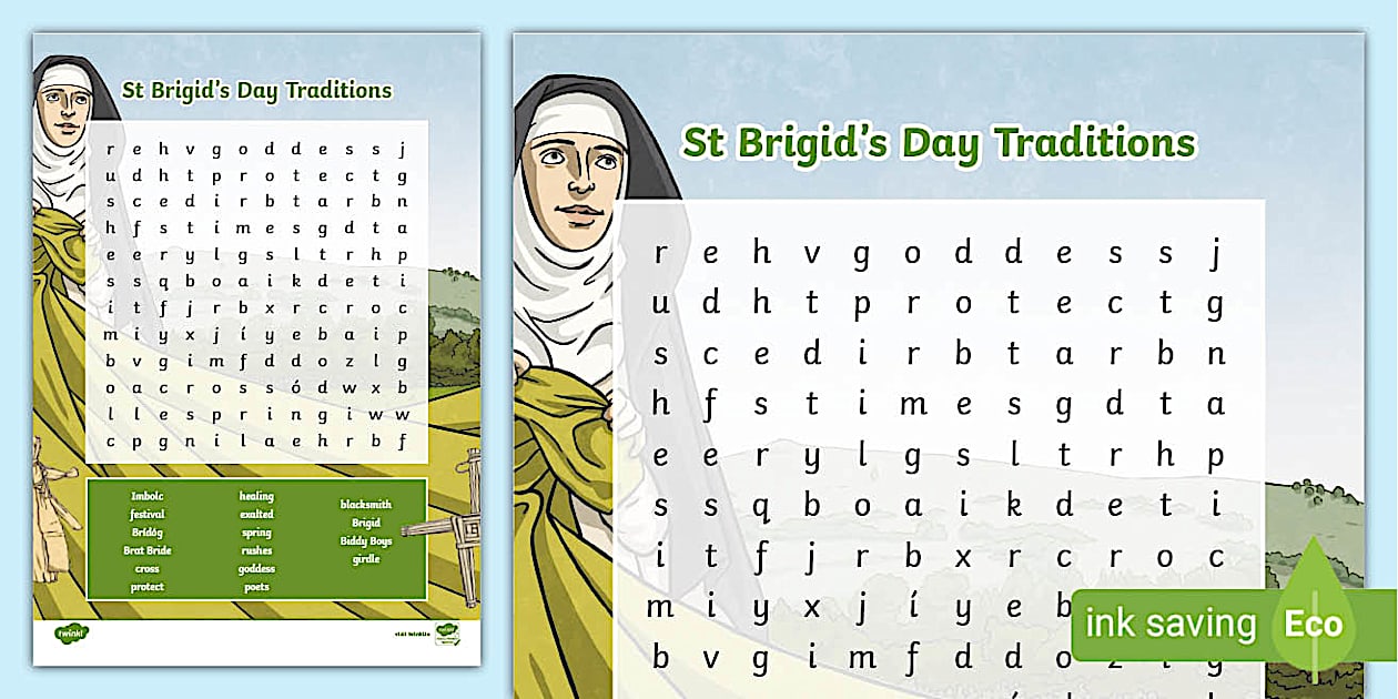 St Brigid's Day (Traditions Wordsearch) (teacher made)