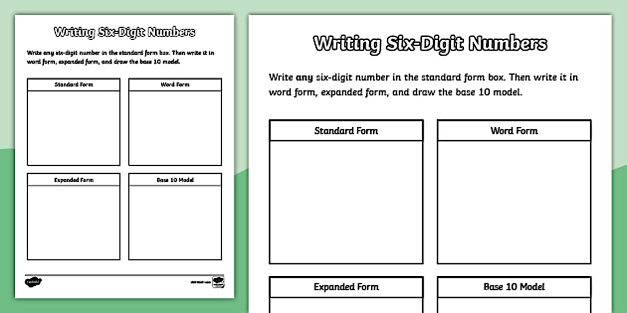 Place Value: Writing Six-Digit Numbers Worksheet - Twinkl