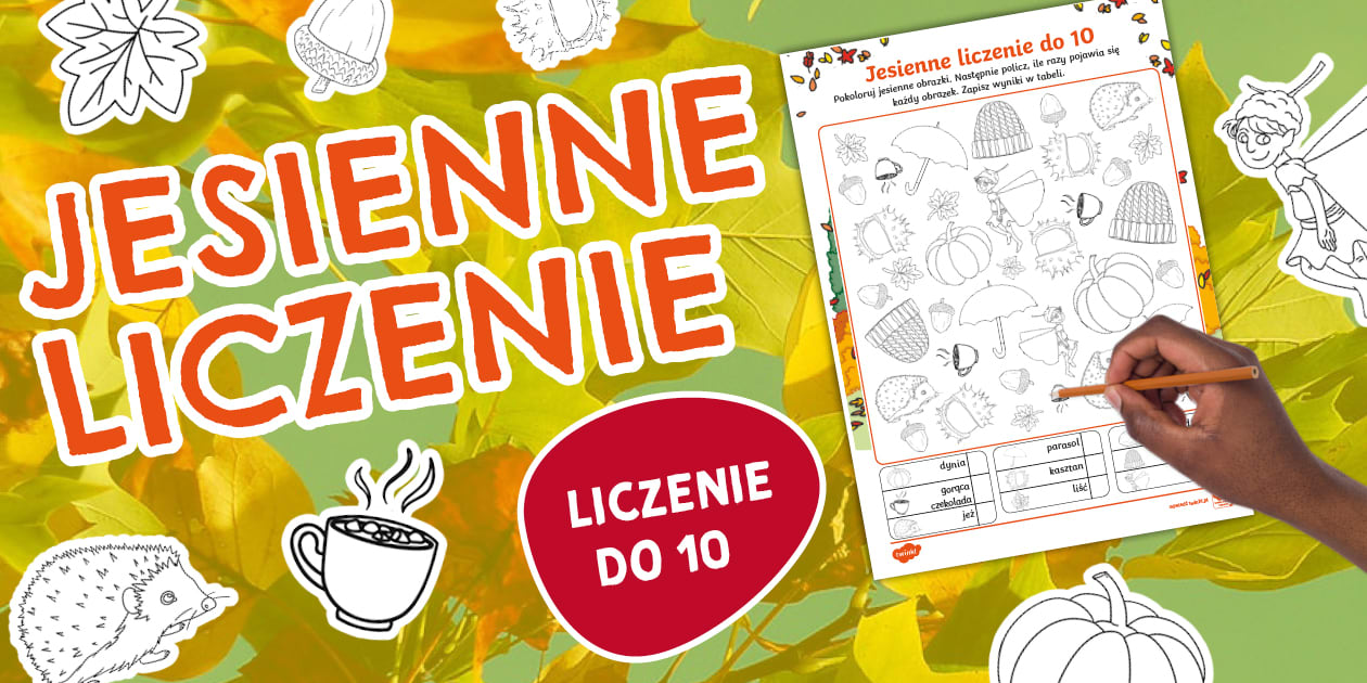 Jesień | Policz i pokoloruj | Karta pracy