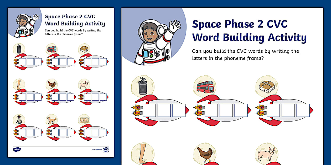 Space Phase 2 CVC Word Building Activity | Twinkl - Twinkl