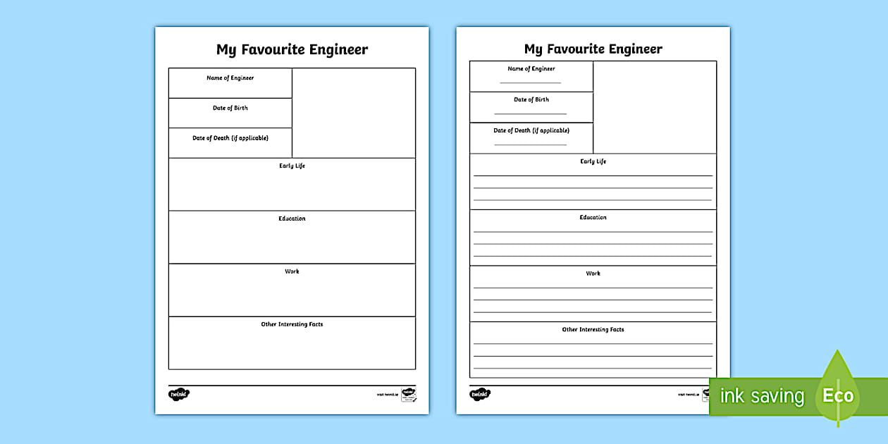My Favourite Engineer Worksheet (teacher made) - Twinkl