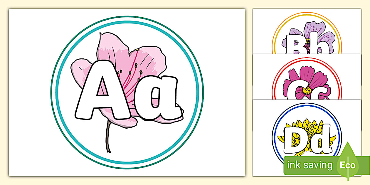 Alphabet on Flowers Uppercase and Lowercase - Twinkl
