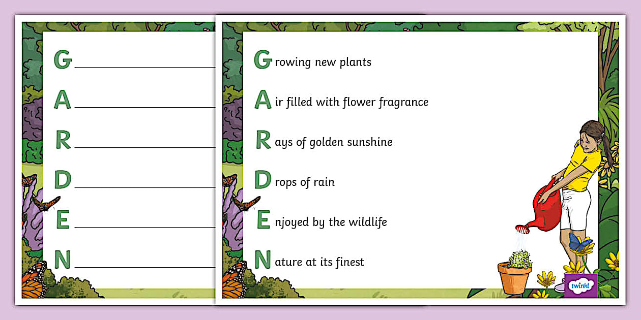 Garden Acrostic Poem Example and Template - KS2 - Twinkl