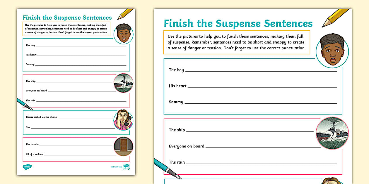 Writing Prompt: Finish the Suspense Sentences - KS2 - Twinkl