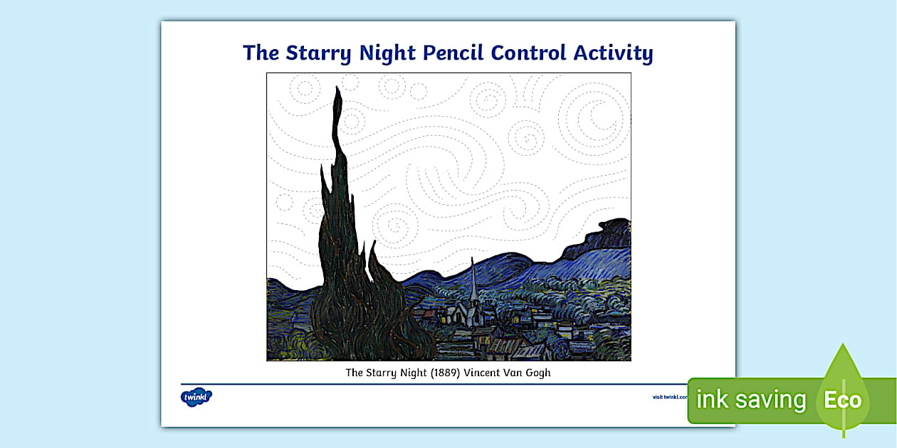 Starry Night Pencil Control Activity (teacher made) - Twinkl