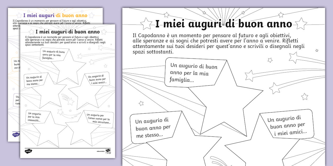 Foglio di lavoro sui miei desideri per il nuovo anno