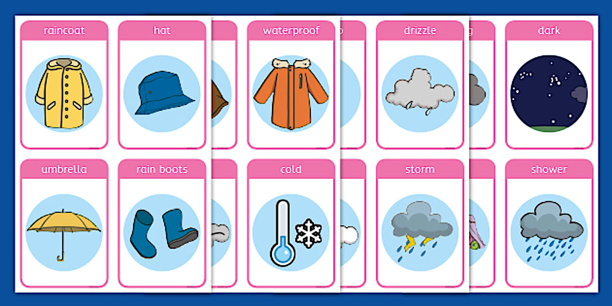Rainy Day Clothing Flashcards (ティーチャーメイド)