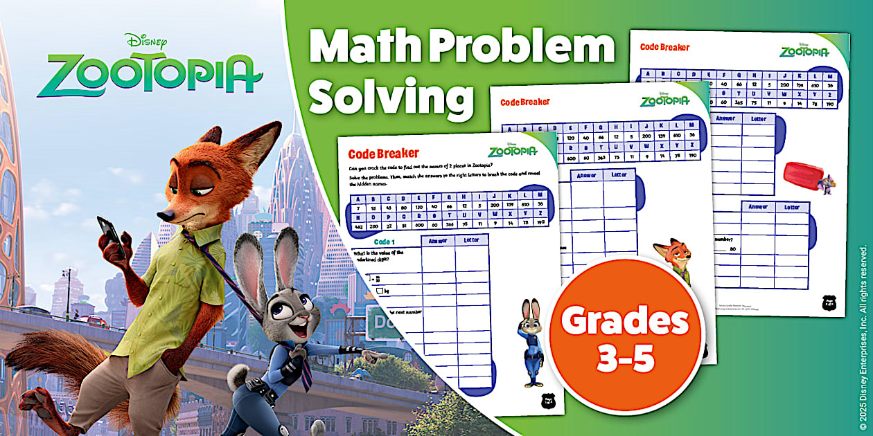 Zootopia: Math Codebreaker for 3rd-5th Grade