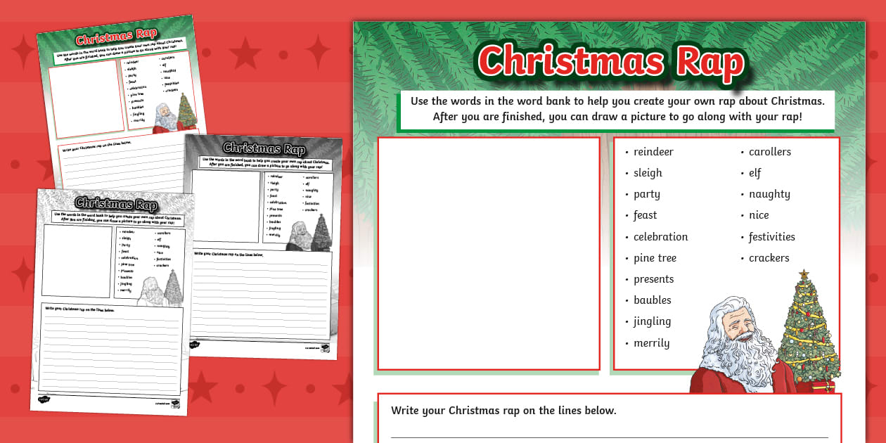 Christmas Rap Writing Template (Teacher-Made) - Twinkl