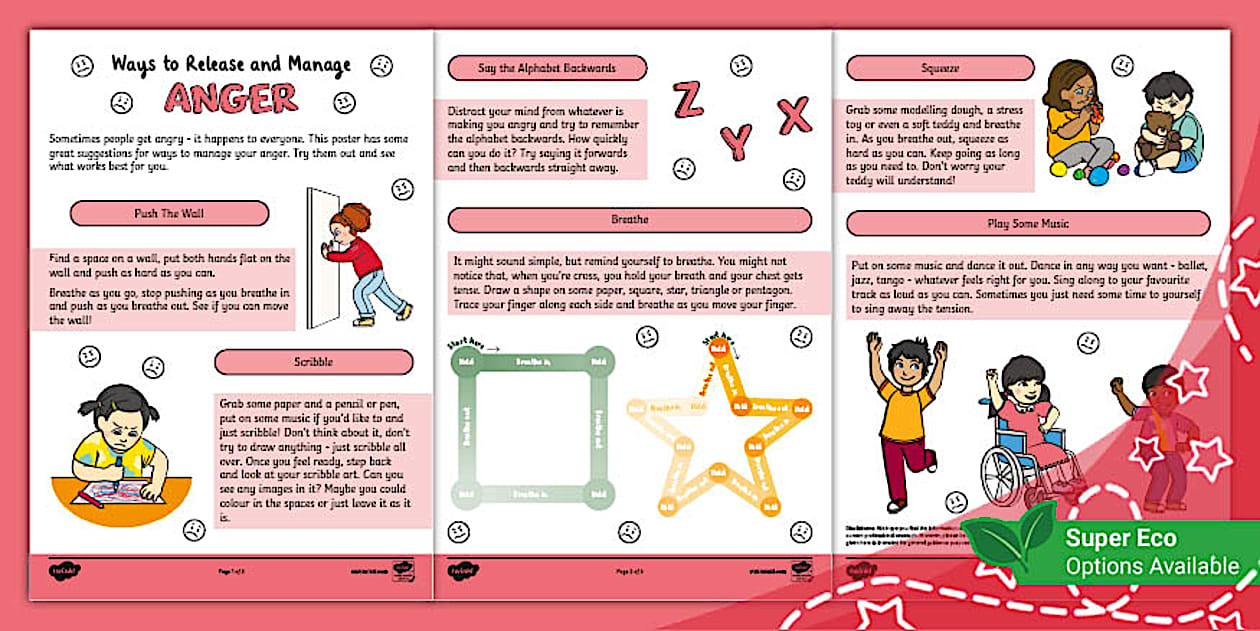 Ways to Release and Manage Anger (teacher made) - Twinkl