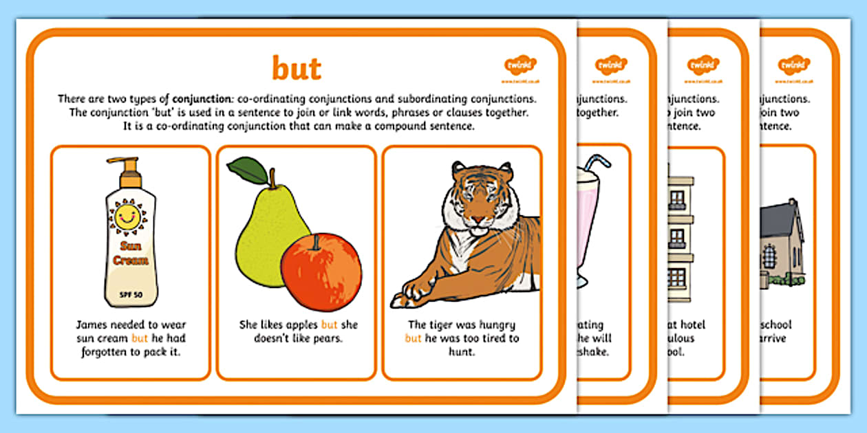 Conjunctions Display Posters (teacher made) - Twinkl