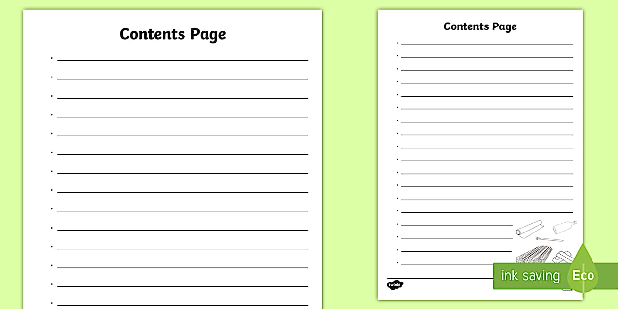 Editable Contents Page Template (teacher made) - Twinkl