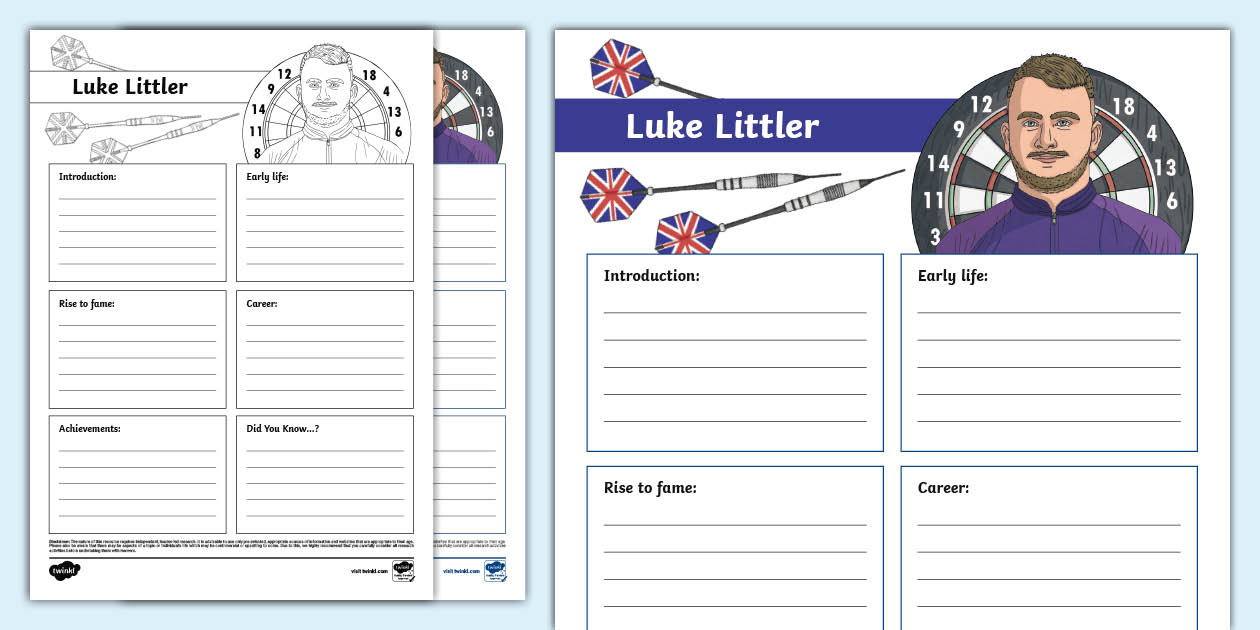 * NEW * Luke Littler Fact File Template - Twinkl