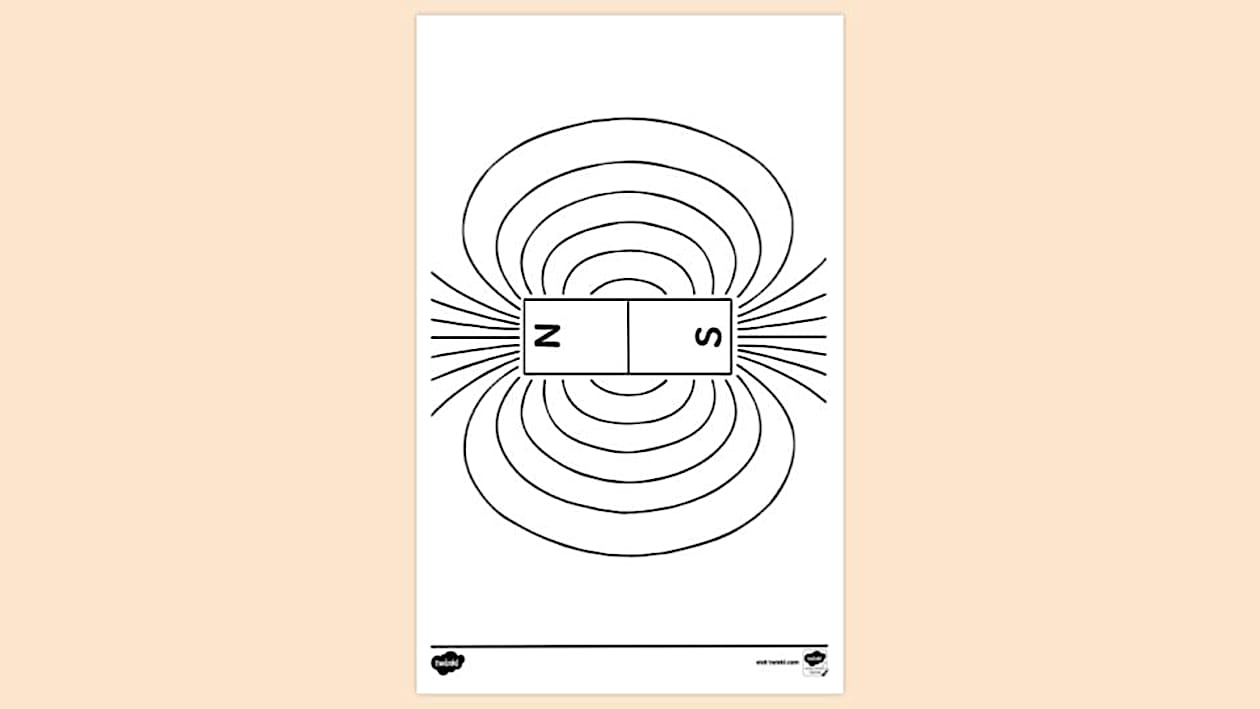 Bar Magnet Magnetic Field Colouring Sheet | Colouring Sheets