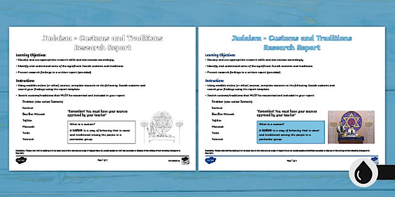 Judaism Customs and Traditions Research Report Activity