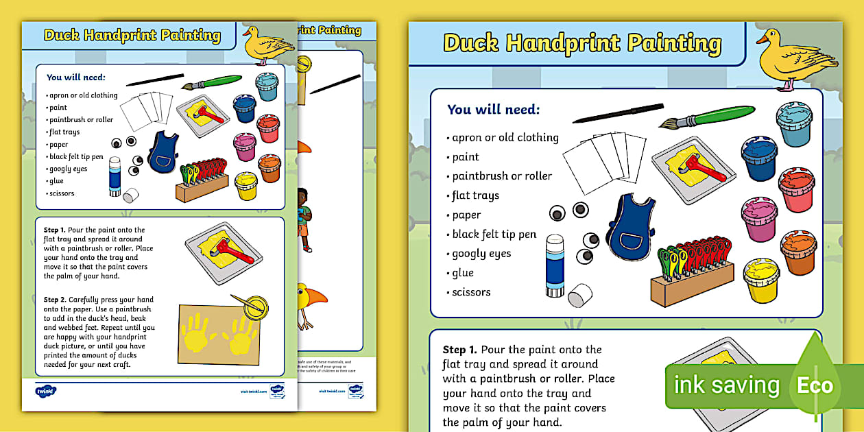 Duck Handprint Painting Craft Activity (teacher made)