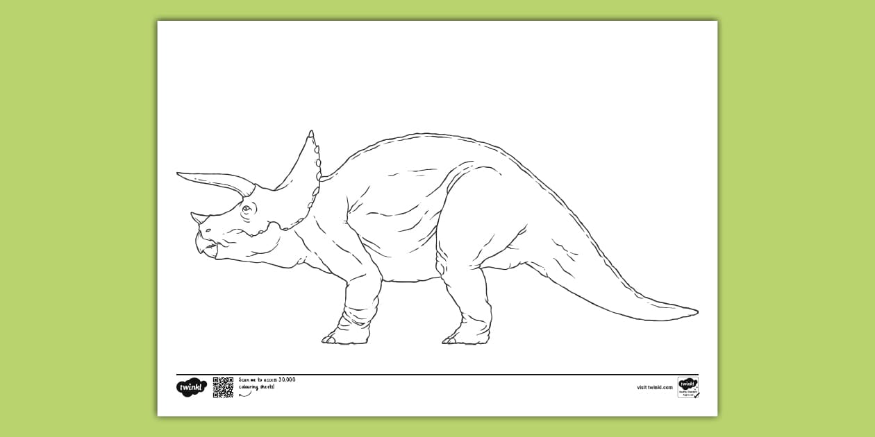 Triceratops Dinosaur Colouring Pages | Colouring - Twinkl
