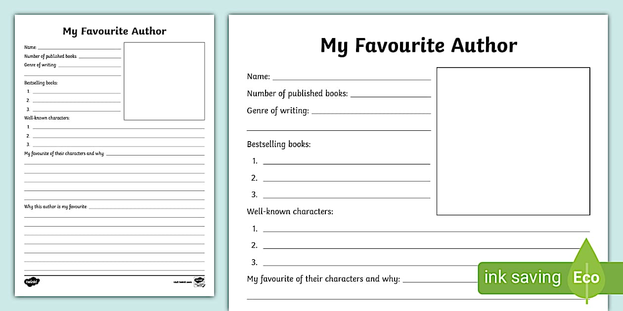 My Favourite Author Writing Frame (teacher made) - Twinkl