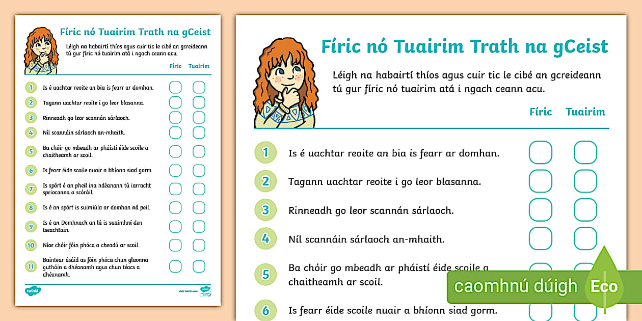Fíric nó Tuairim Trath na gCeist (Teacher-Made) - Twinkl