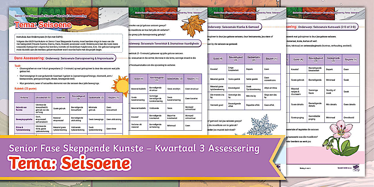 Senior Fase - Skeppende Kunste – Kwartaal 3 - Assessering