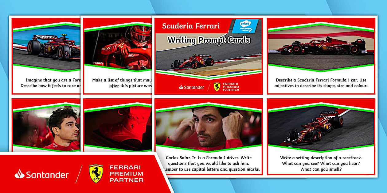 FREE! - Scuderia Ferrari F1: Writing Prompt Cards [Ages 5-7]