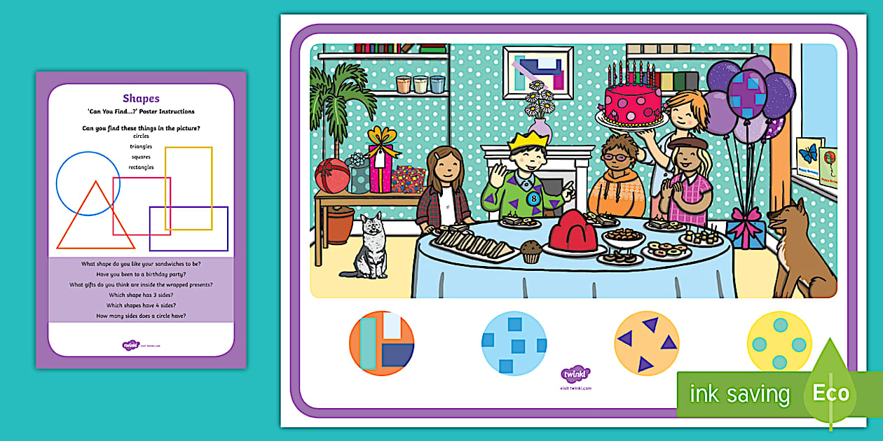 Shape-Themed Can You Find? Poster (Teacher-Made) - Twinkl