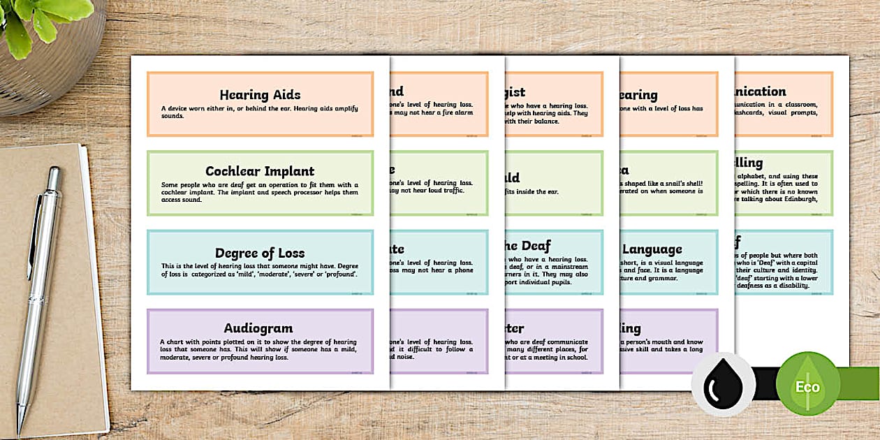 Deaf Awareness keyword Description Flashcards (teacher made)