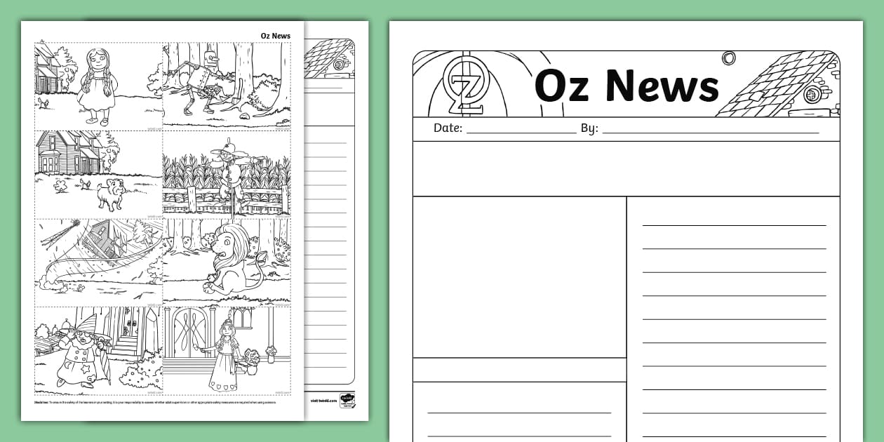 The Wizard of Oz Newspaper Writing Template - Twinkl