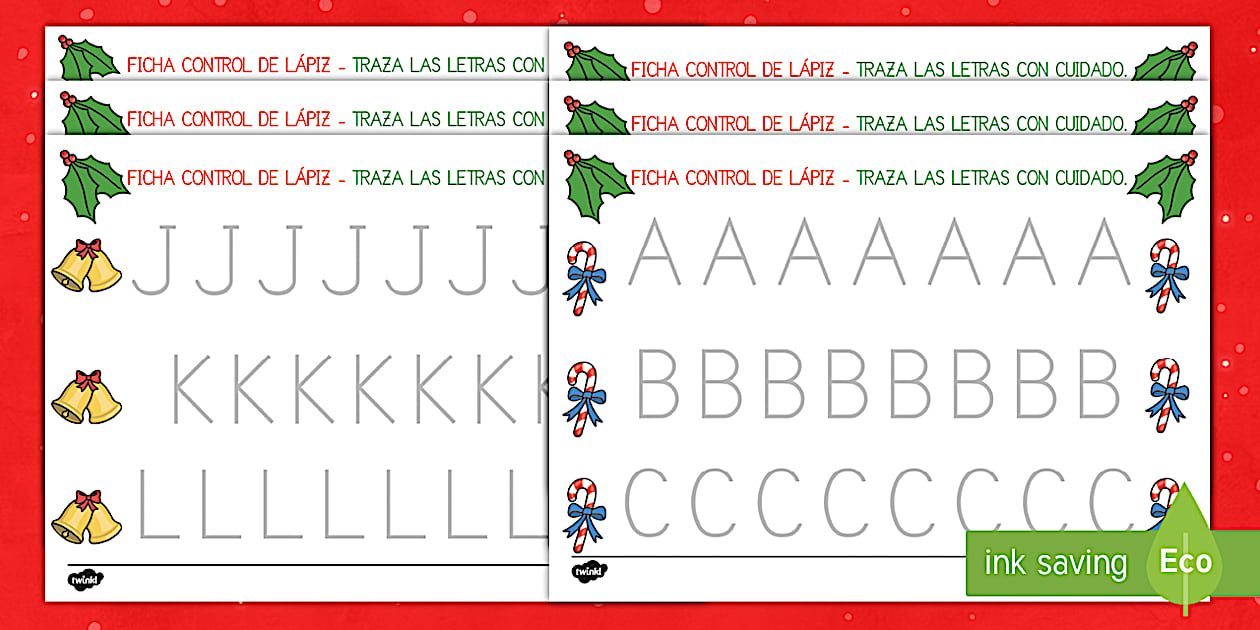 Fichas de motricidad fina: abecedario completo | La Navidad
