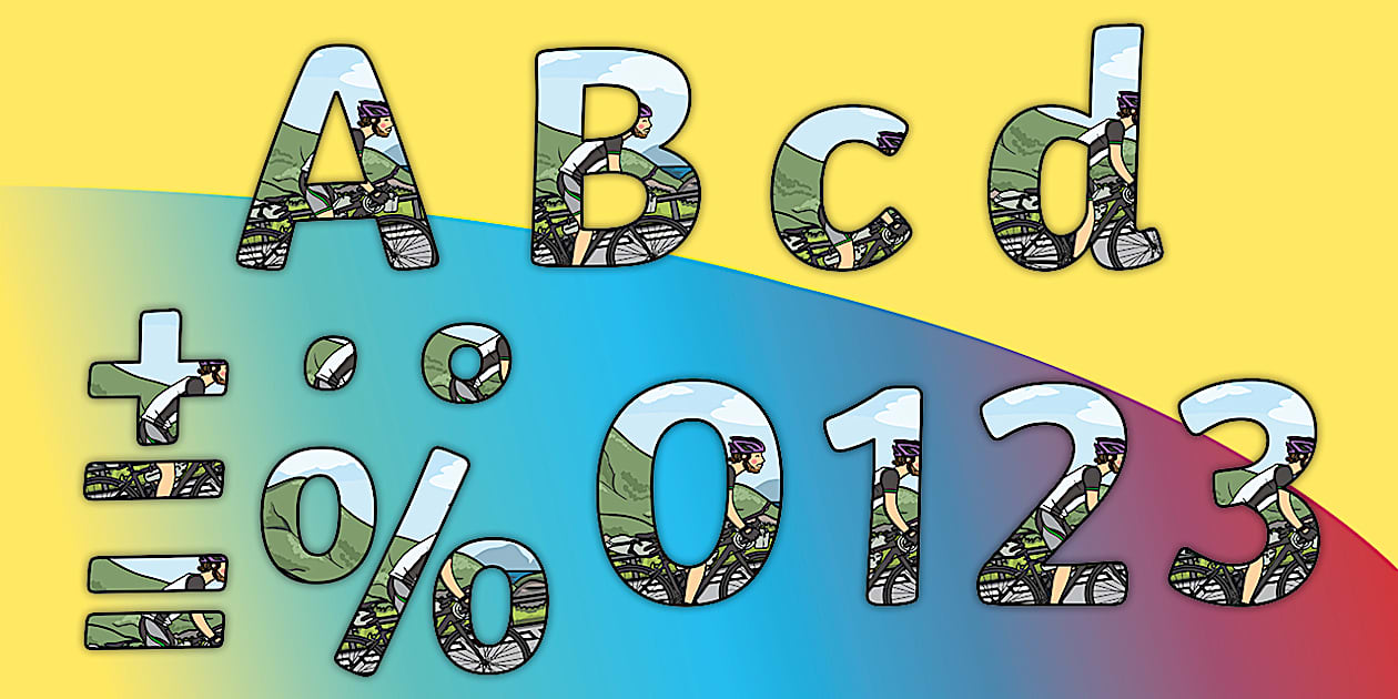 Editable Mountain Biking Display Letters and Numbers Pack