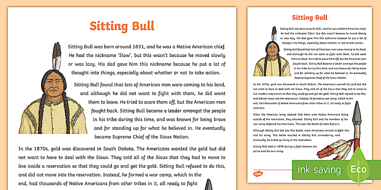 Native Americans Sitting Bull Information Sheet-Scottish
