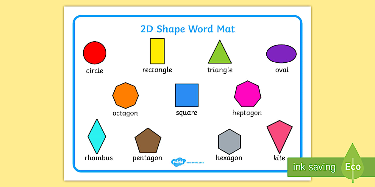 2D Shape Names Word Mat - Primary Resources - Twinkl