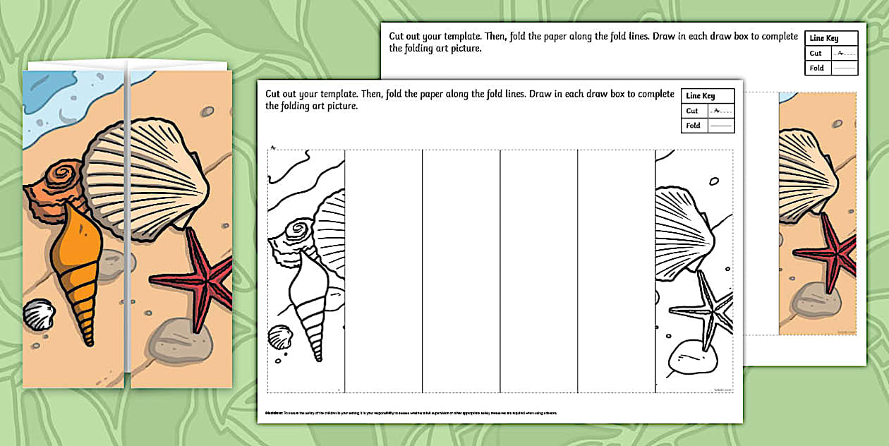 Shells Folding Art Template - Twinkl Craft (teacher made)