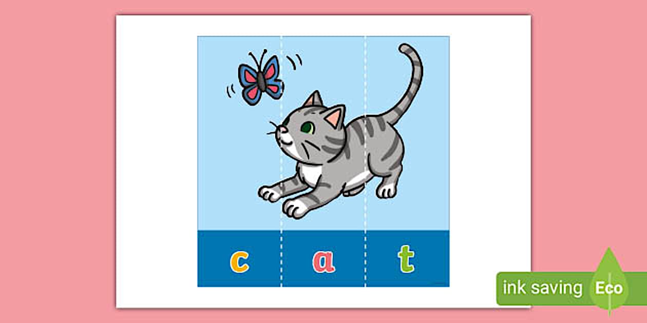 Cat Spelling Jigsaw (Teacher-Made) - Twinkl