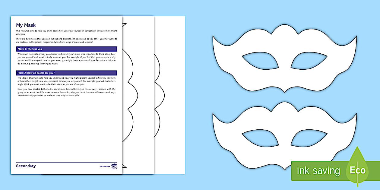 My Mask Worksheet (teacher made) - Twinkl