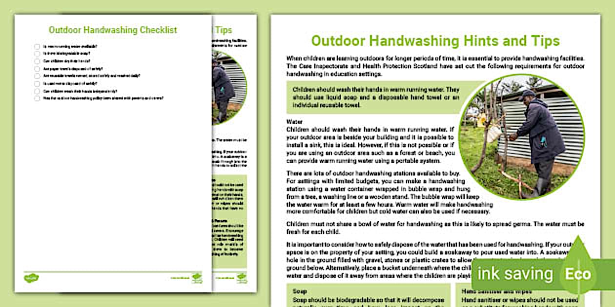 Outdoor Handwashing Hints and Tips (teacher made) - Twinkl