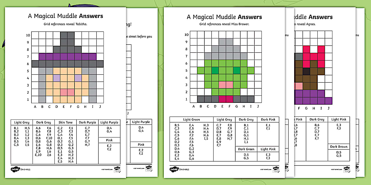 A Magical Muddle Grid References Worksheets - Twinkl