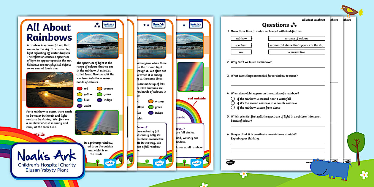FREE! - All About Rainbows Reading Comprehension Activity: PS1-PS2