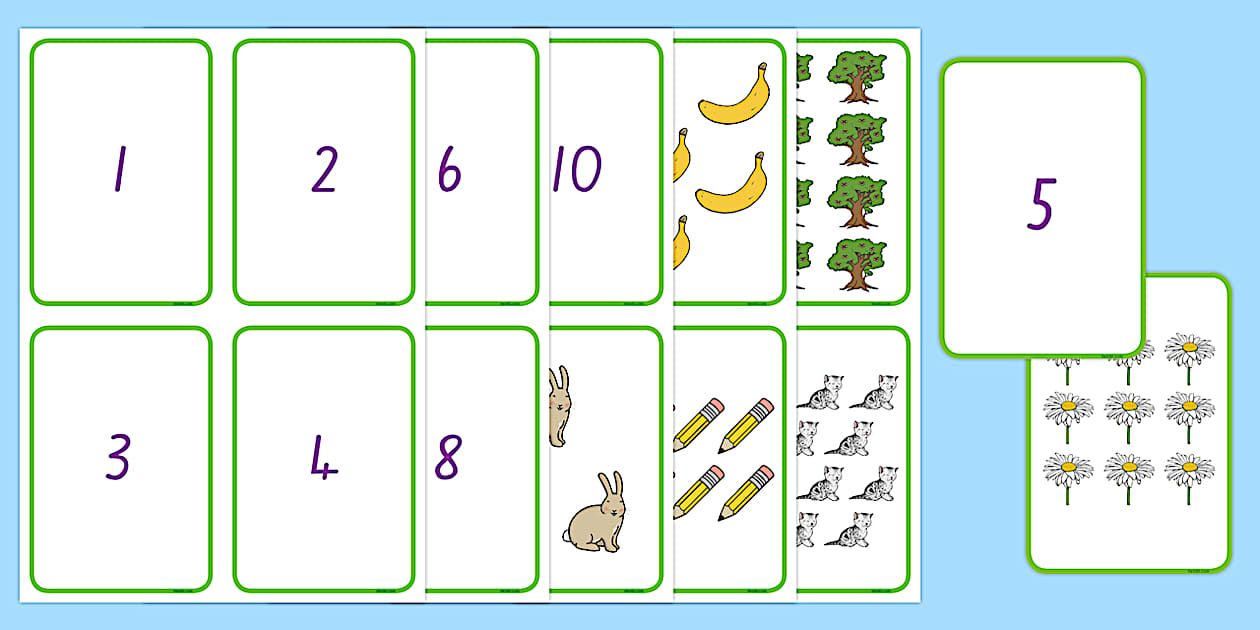 1-10 Number and Quantity Matching Cards - Twinkl
