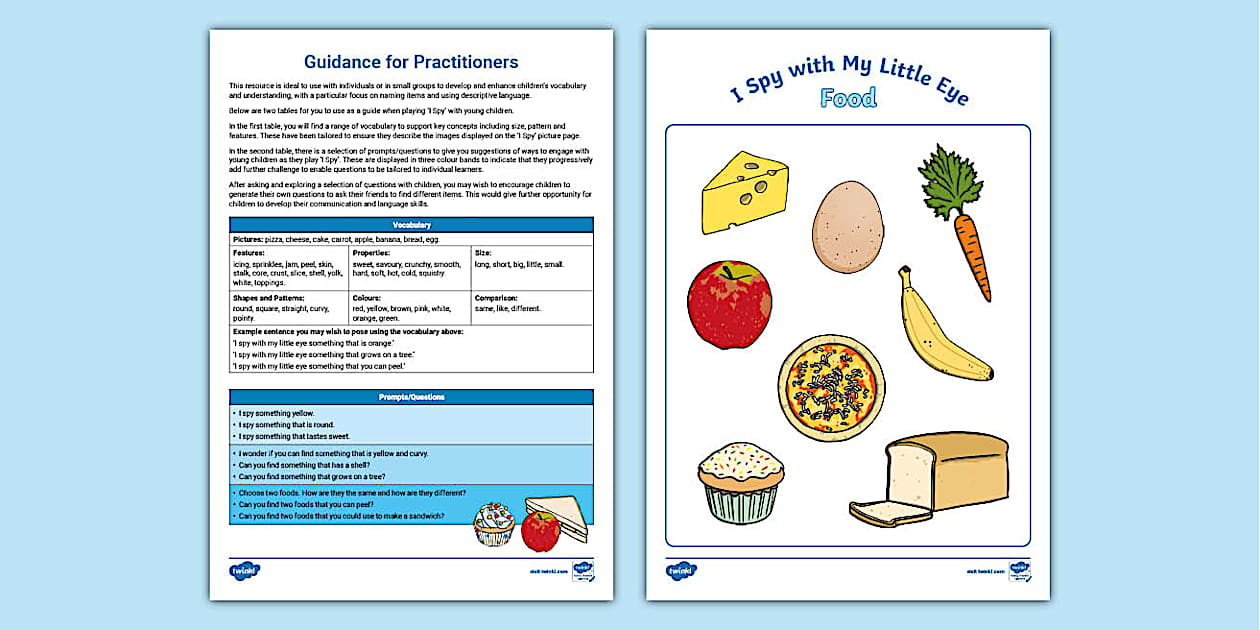 I Spy Core Vocabulary Communication & Language Activity Food