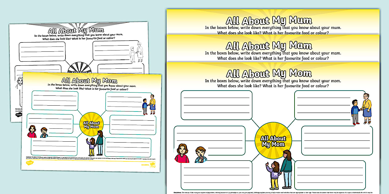 All About My Mum/Mam/Mom Mind Map (Teacher-Made) - Twinkl