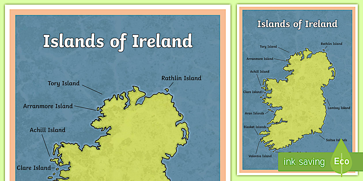 Map of Ireland with Islands Display Poster