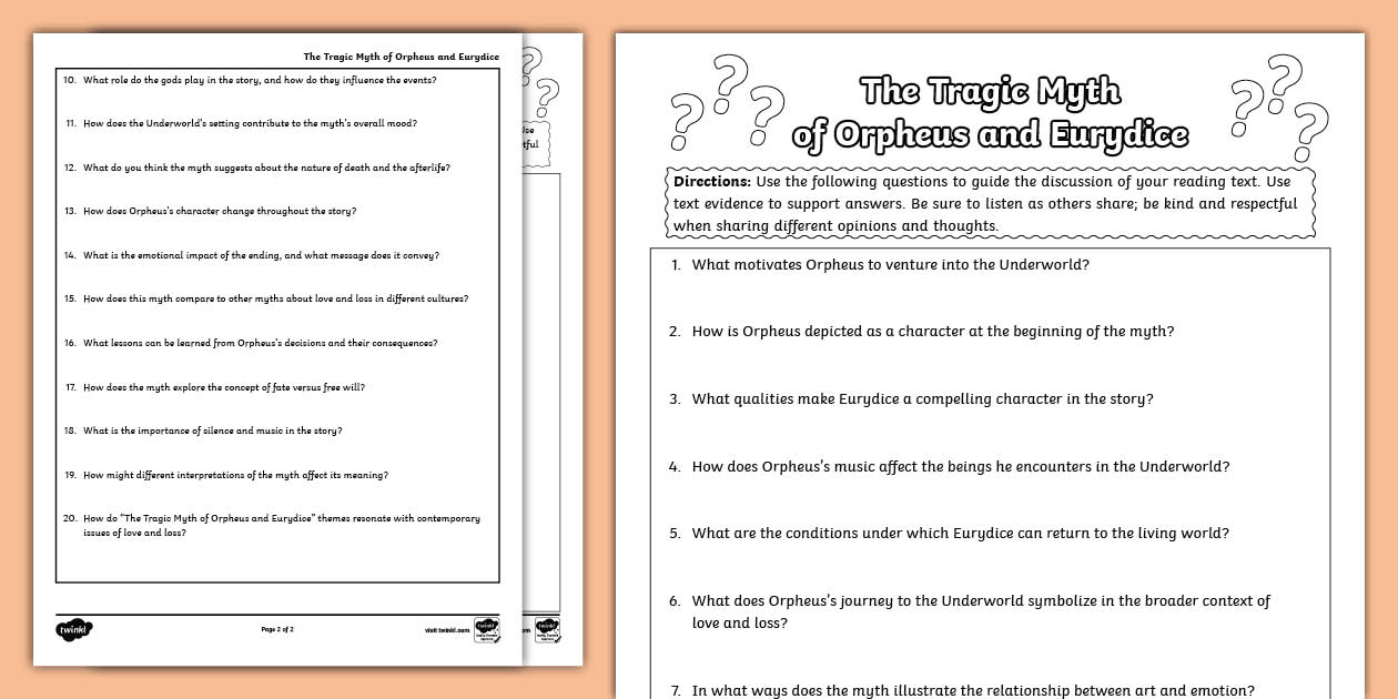 The Tragic Myth of Orpheus and Eurydice Discussion Questions