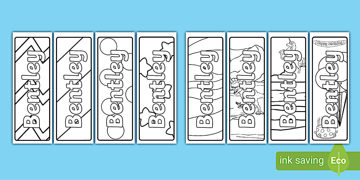 Bentley Name Simple Colouring Bookmarks | Twinkl | KS1