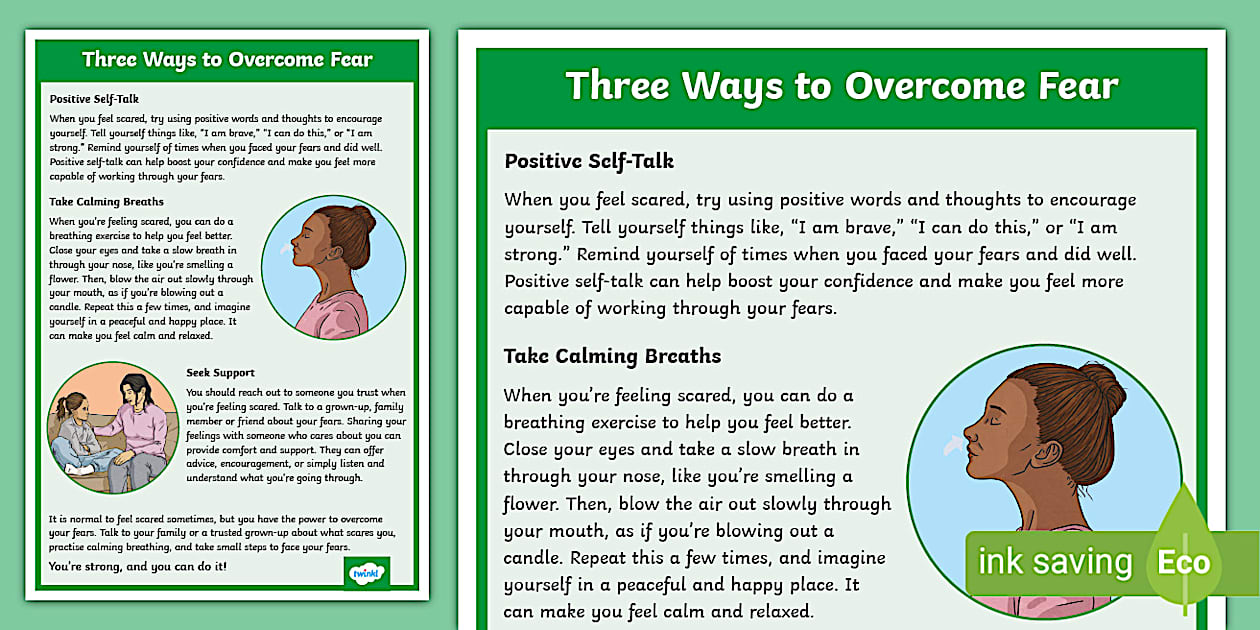 Three Ways to Overcome Fear Display Poster (teacher made)