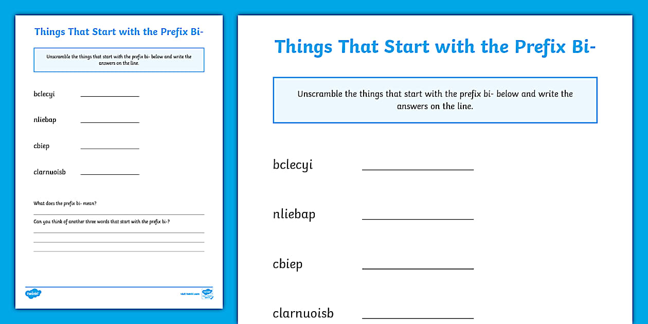 Things That Start with the Prefix Bi- Word Unscramble