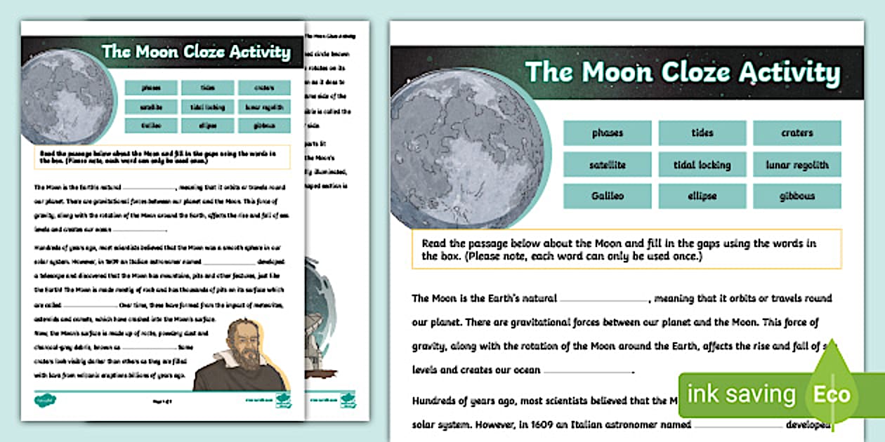 The Moon Cloze Activity