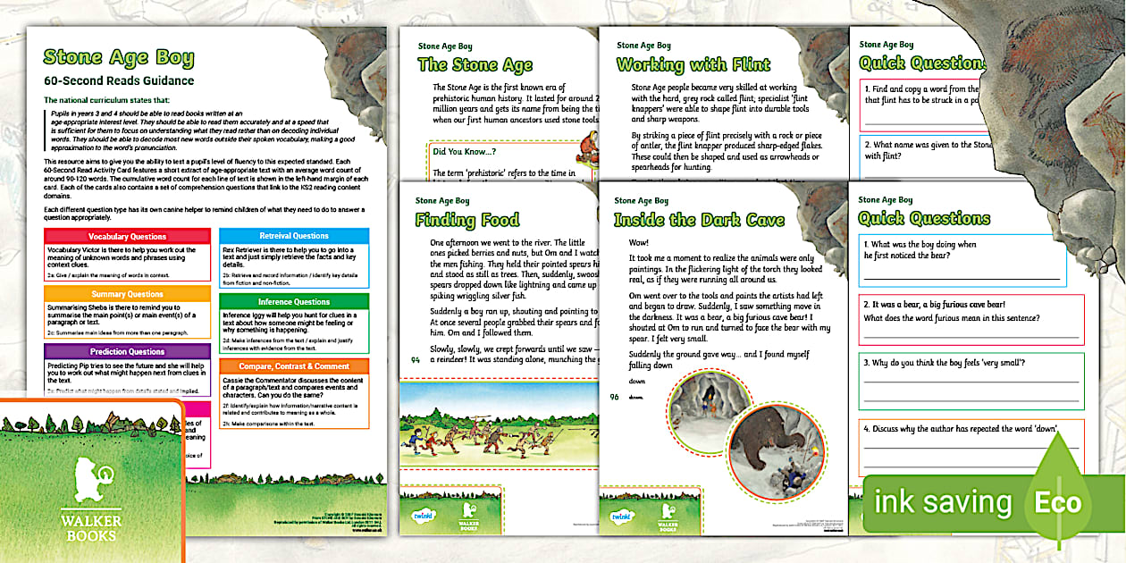FREE! - Stone Age Boy Reading Comprehension Pack | KS2 Resources