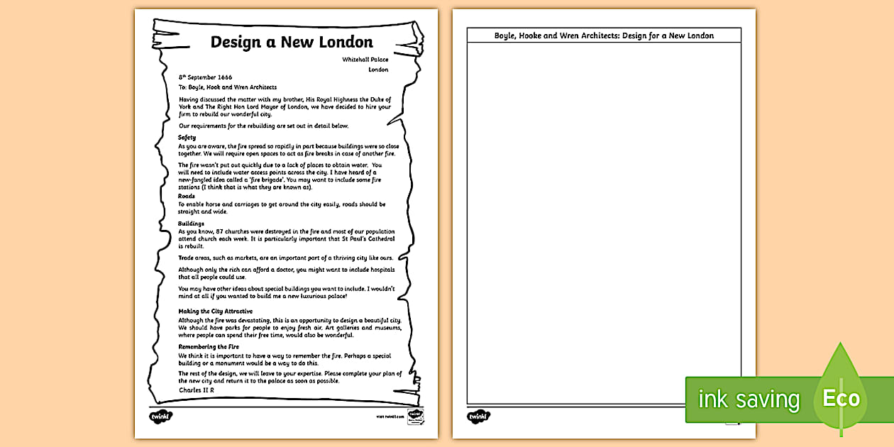 KS2 Design a New London Worksheet - Twinkl
