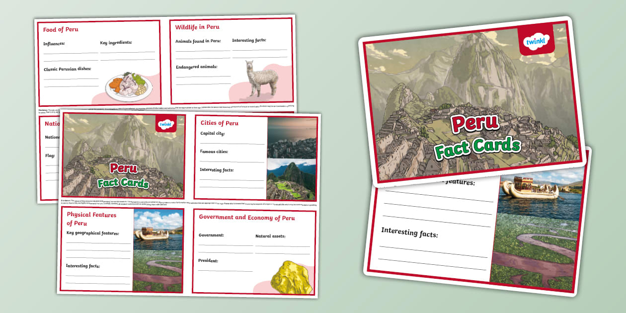 Peru Fact Cards Template - Twinkl Geography (teacher made)